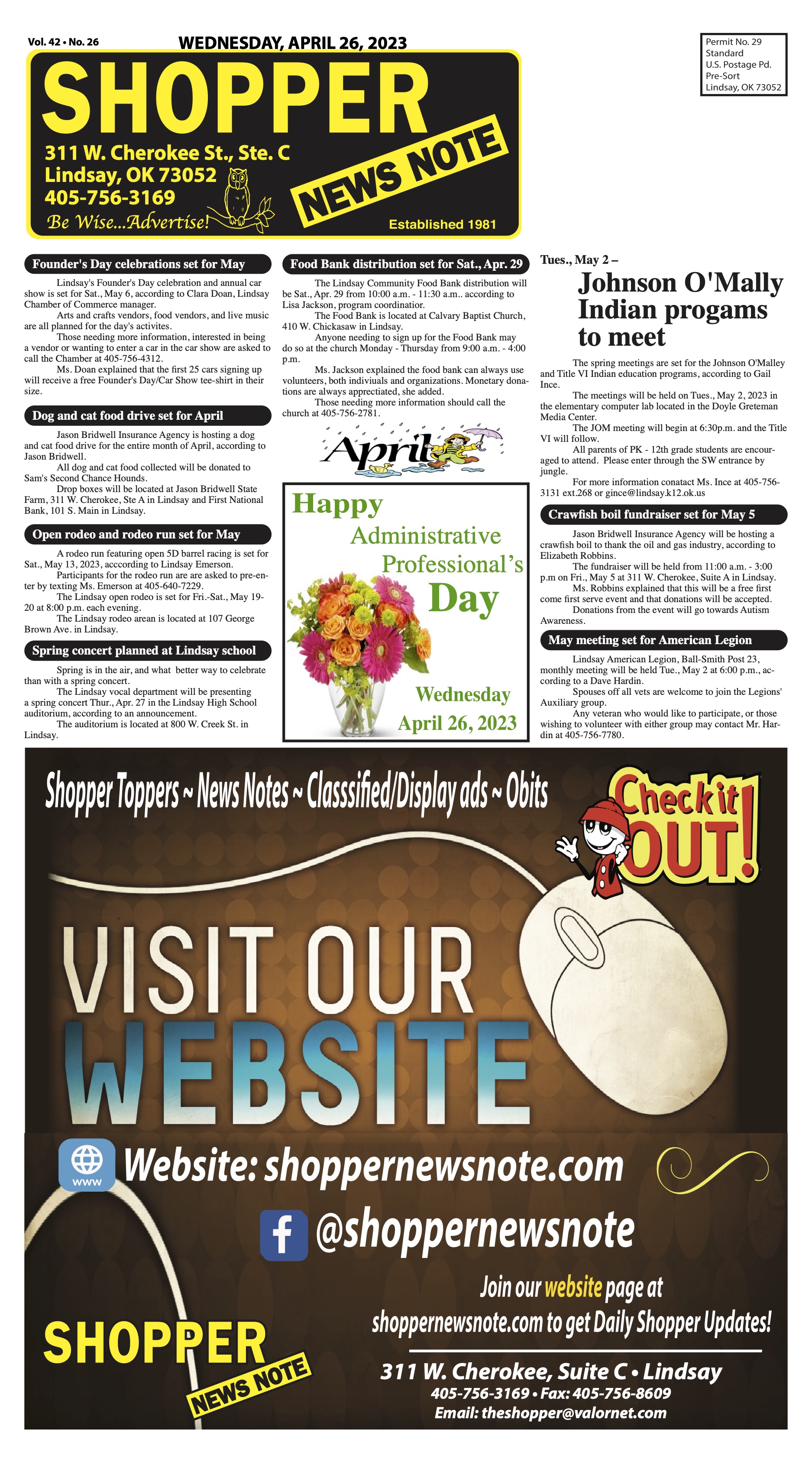 April 26, 2023 edition – Shopper News Note