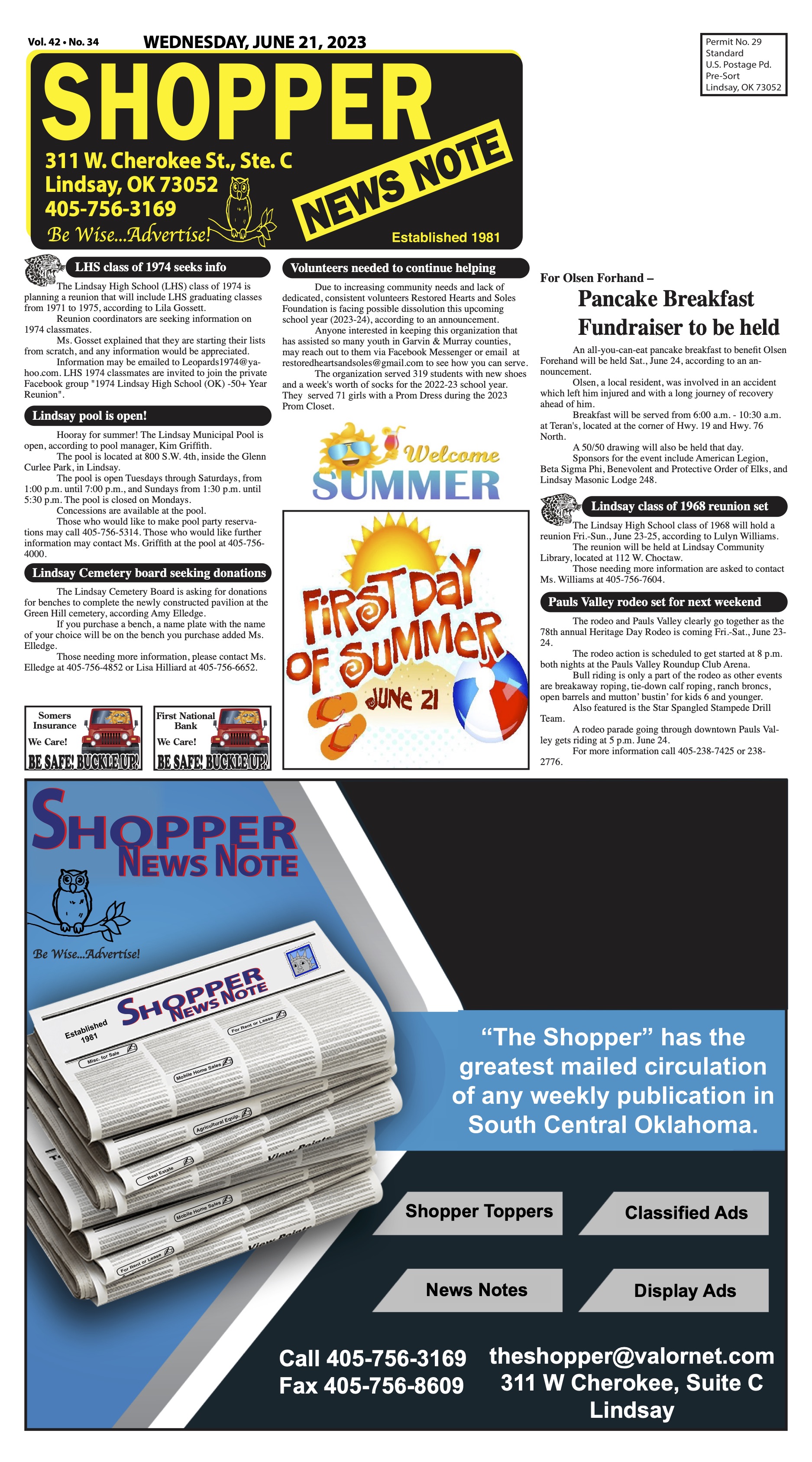 June 21, 2023 edition – Shopper News Note