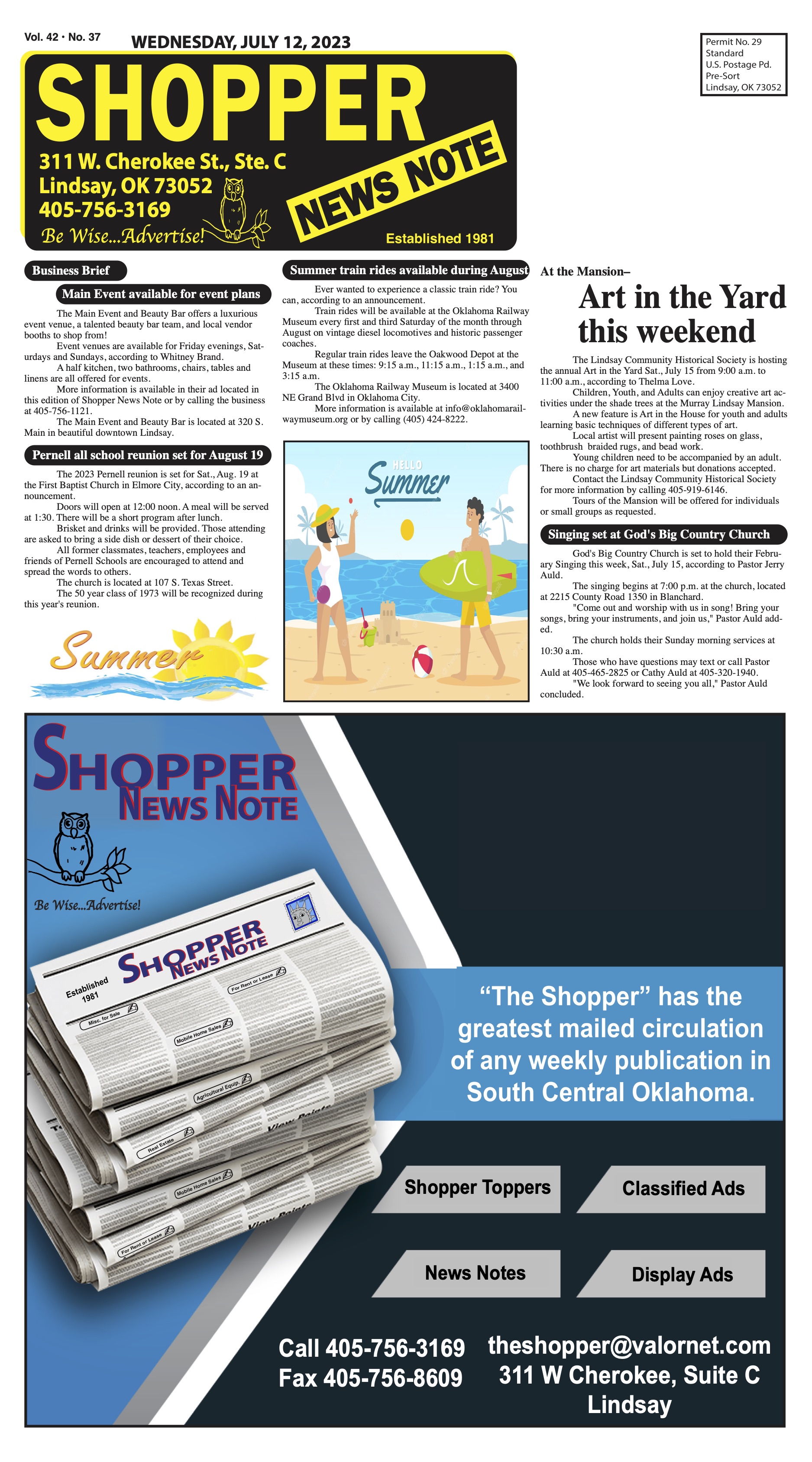 July 12, 2023 edition – Shopper News Note