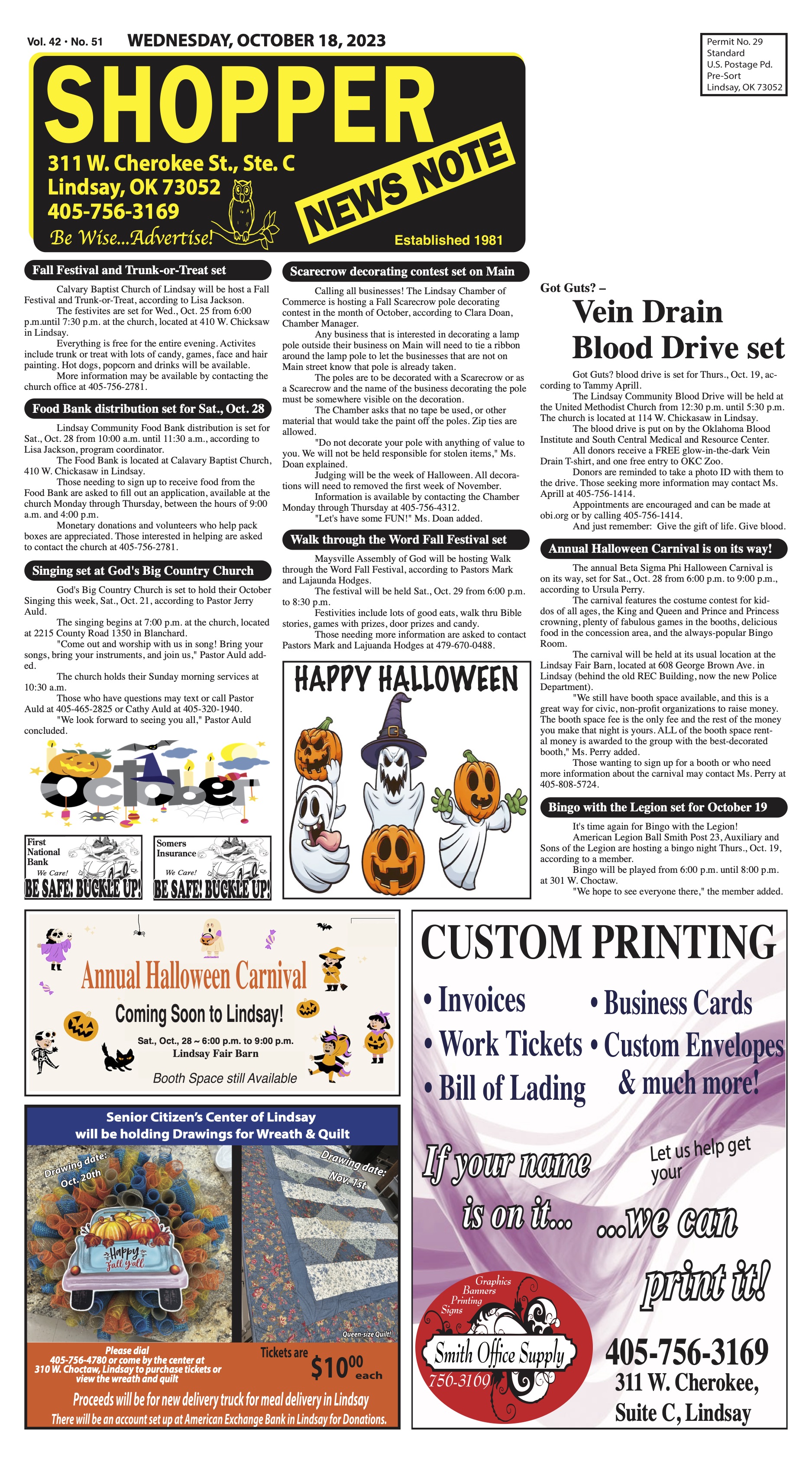 October 18, 2023 edition – Shopper News Note