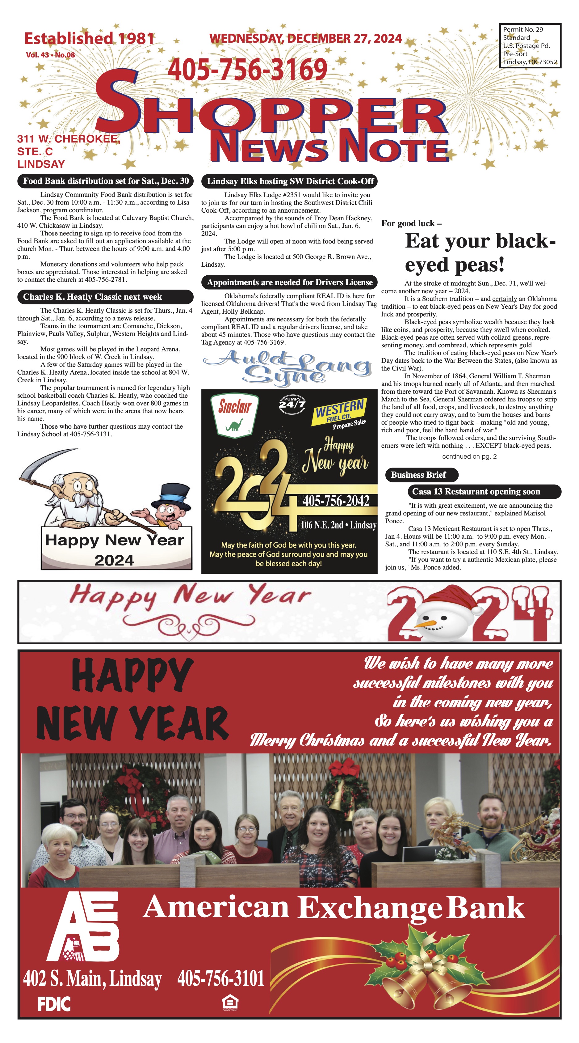 December 27, 2023 New Year’s Edition – Shopper News Note