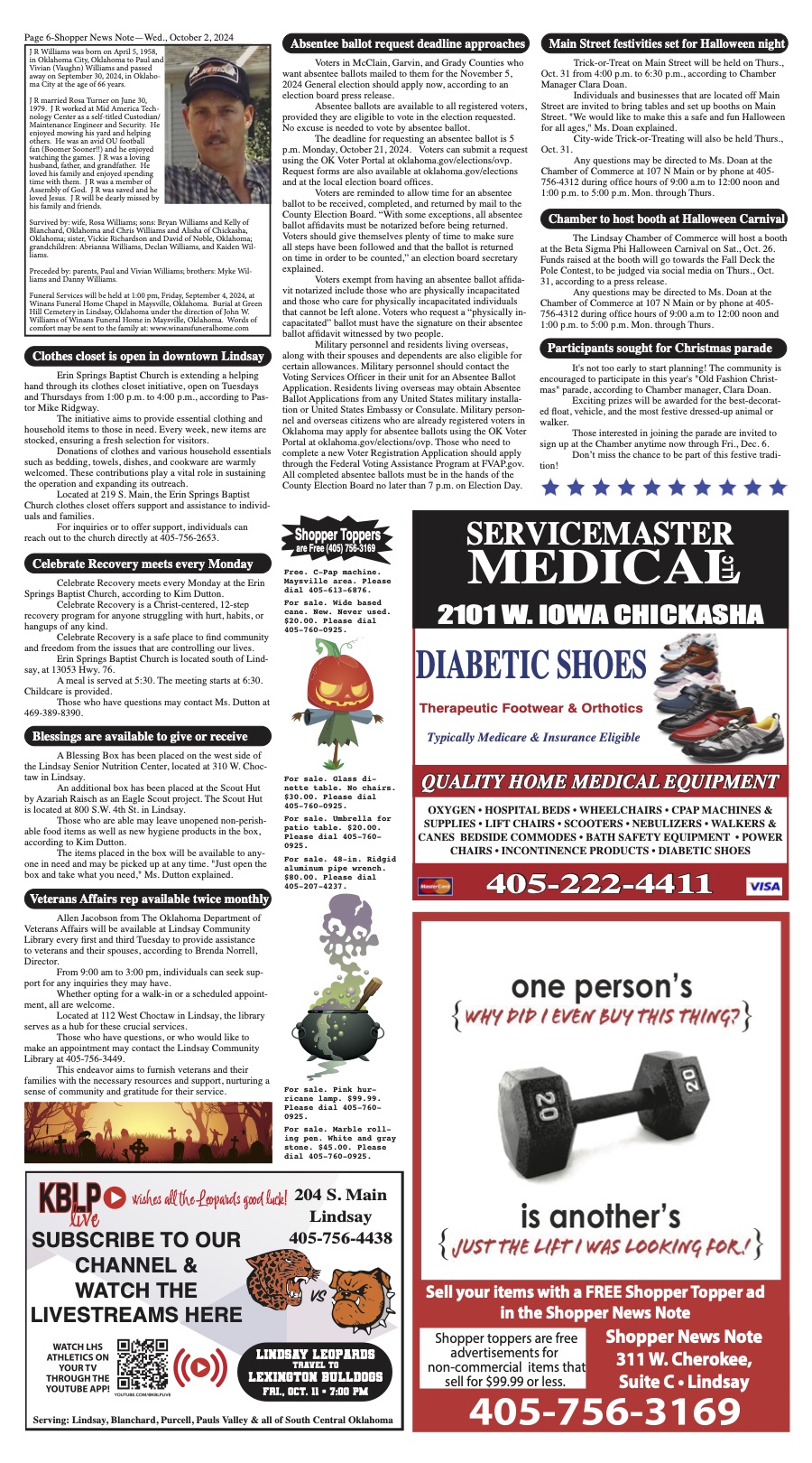 October 9, 2024 edition – Shopper News Note